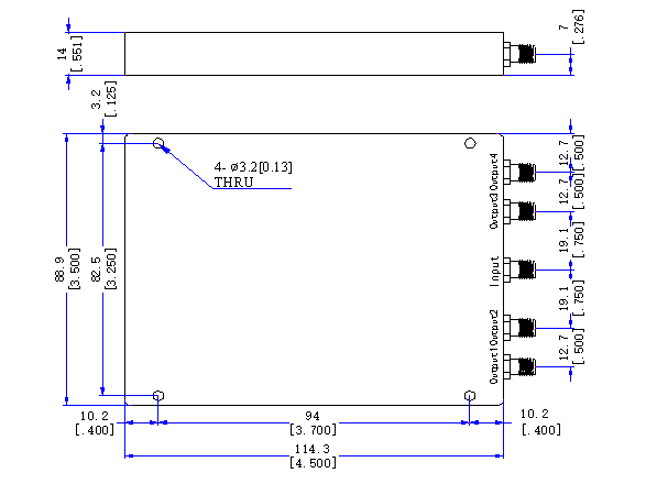 250～6000 MHz SMA Female 4 Way Power Divider 50 Ohm Wide-Band Signal ...