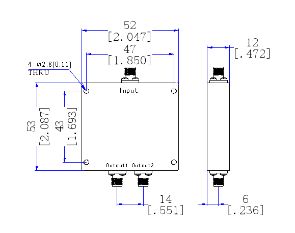 220~670 MHz SMA Female 2 Way Power Divider 50 Ohm Wide-Band Signal Splitter