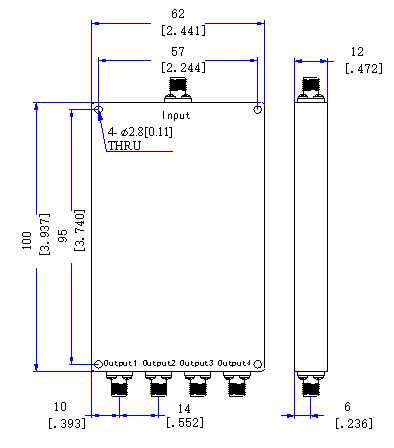 450～6000 MHz SMA Female 4 Way Power Divider 50 Ohm Wide-Band Signal ...