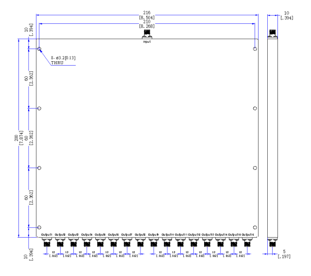 500～10000 MHz SMA Female 16 Way Power Divider 50 Ohm Wide-Band Signal ...
