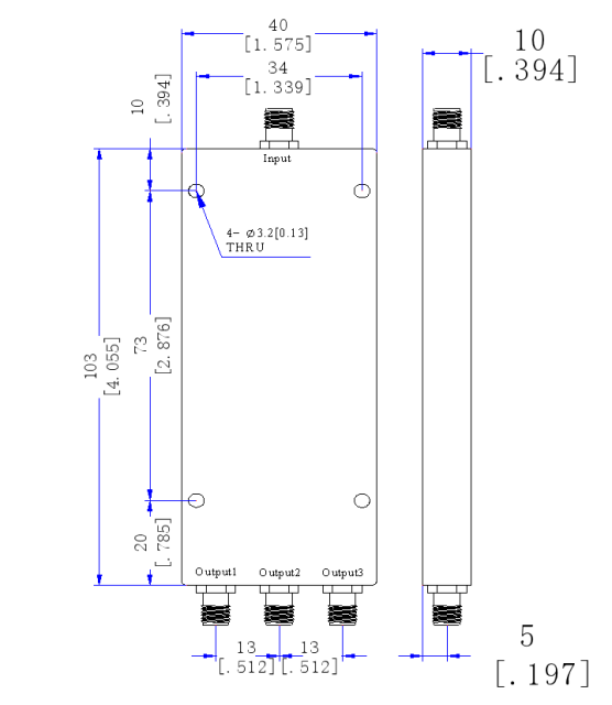 600～6000 MHz SMA Female 3 Way Power Divider 50 Ohm Wide-Band Signal ...