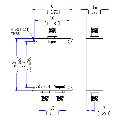 800～3000 MHz SMA Female 2 Way Power Divider 50 Ohm Wide-Band Signal ...