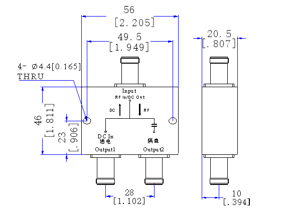 1000～2000 MHz TNC Female 2 Way Power Divider 50 Ohm Wide-Band Signal ...
