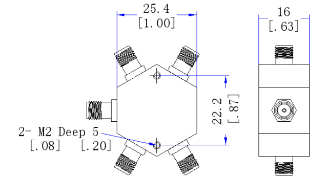 DC～6000 MHz SMA Female 4 Way Power Divider 50 Ohm Wide-Band Signal Splitter