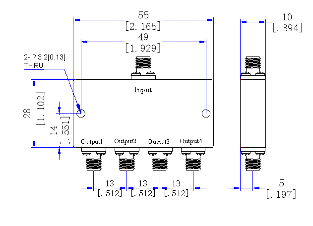 DC～8000 MHz SMA Female 4 Way Power Divider 50 Ohm Wide-Band Signal Splitter