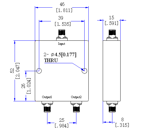 4200 MHz SMA Female 2 Way Power Divider 50 Ohm Wide-Band Signal Splitter