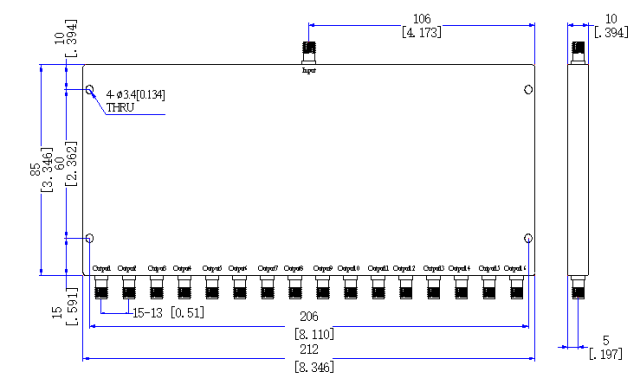 9800～10200 MHz SMA Female 16 Way Power Divider 50 Ohm Wide-Band Signal ...