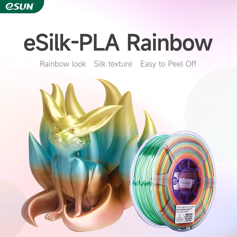 eSUN PLA-Silk Rainbow 1.75mm 3D Filament 1kg - Rainbow Silk Shine - eSUN Official Store