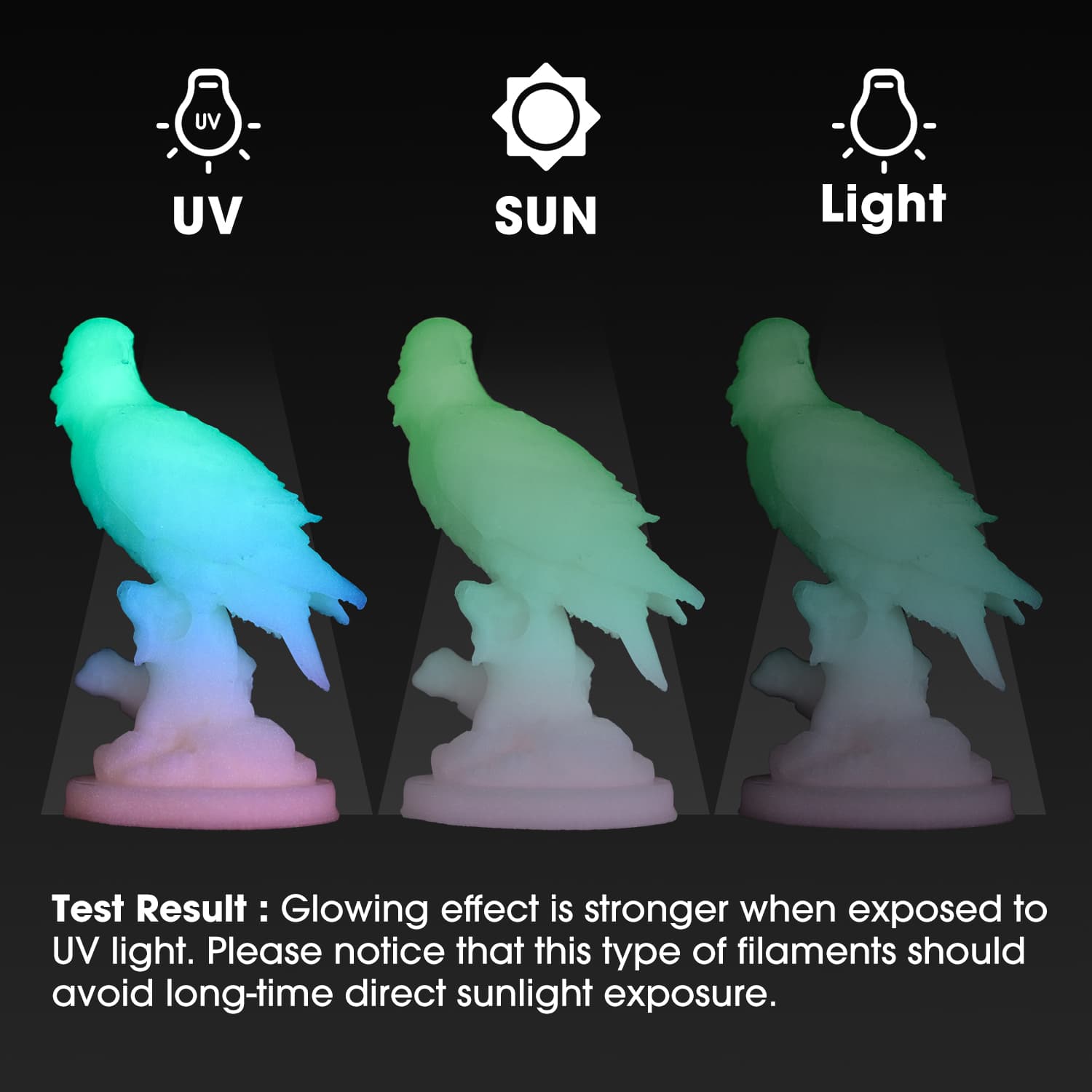 eSUN PLA-Luminous Rainbow 1.75mm 3D Filament 1kg - Colorful Glow Effect ...