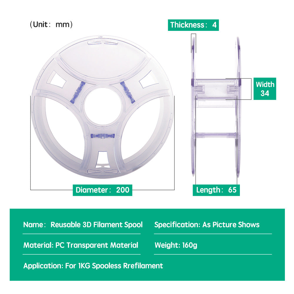 eSUN 3D Filament Reusable Spool PC Transparent 3D Printing Removable ...