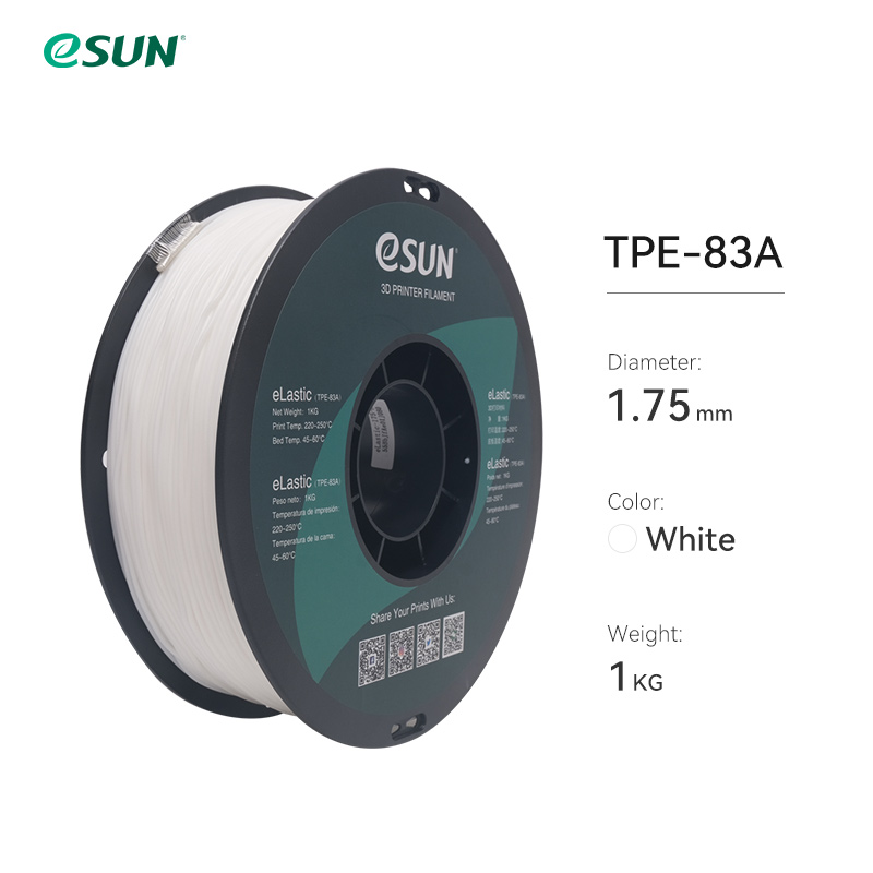 eSUN TPE-83A 1.75mm 3D Filament 1kg - Ultra Flexible, 83A Hardness - eSUN Official Store