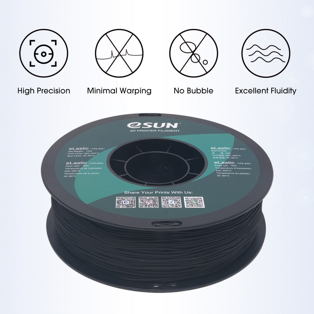 eSUN TPE-83A 1.75mm 3D Filament 1kg - Ultra Flexible, 83A Hardness - eSUN Official Store