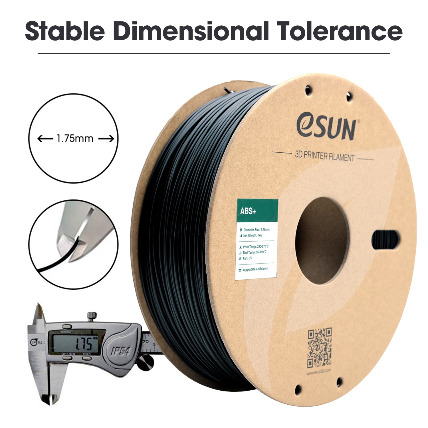 eSUN ABS+ 1.75mm 3D Filament 1kg - Low Odor, Warp-Free - eSUN Official ...