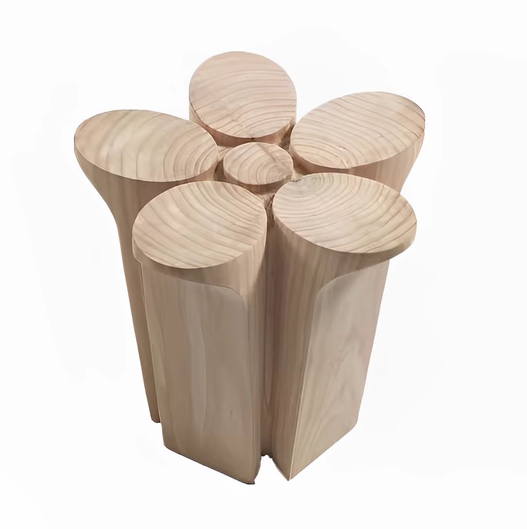 Solid wood stump bench
