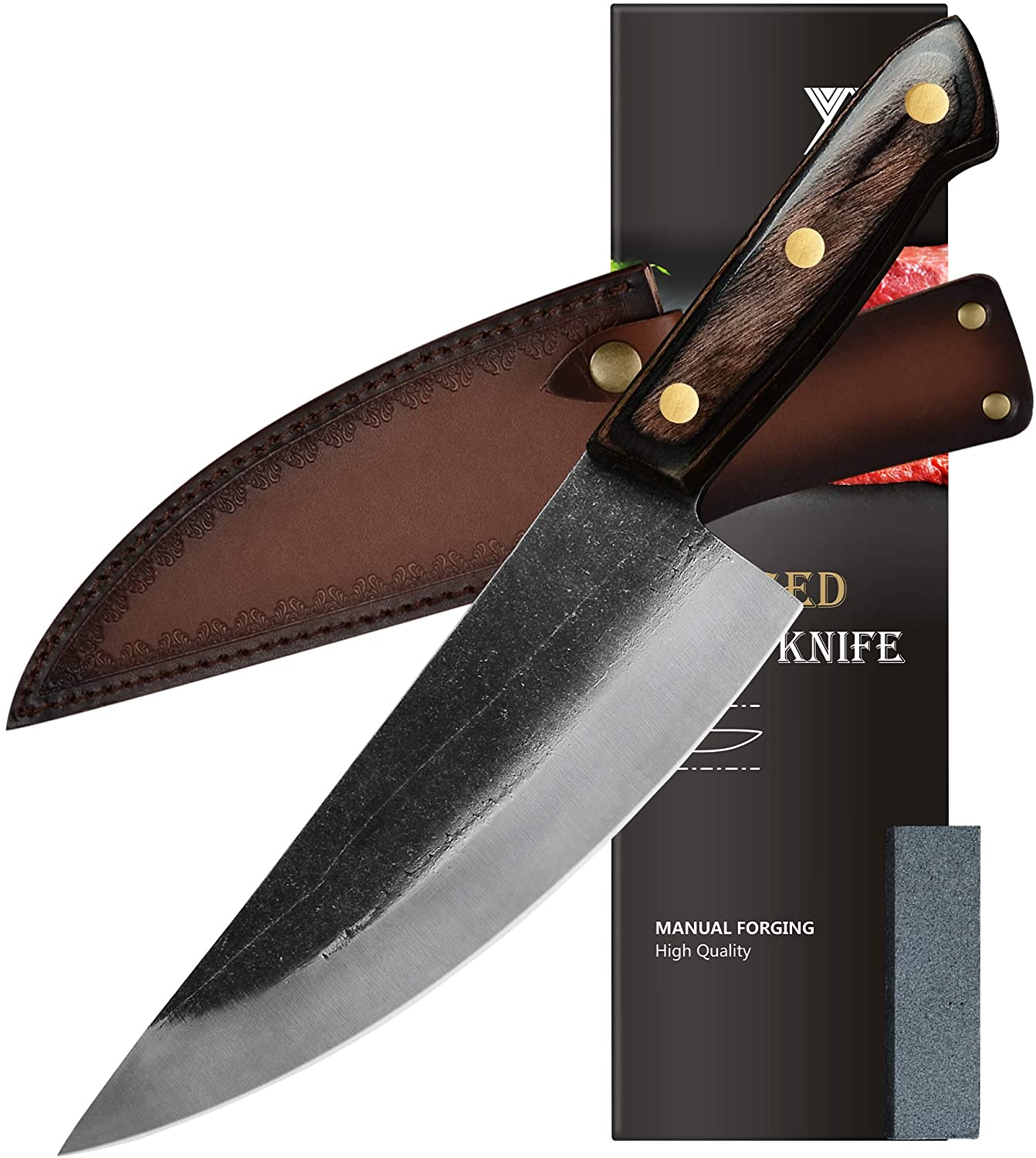 XYJ FULL TANG Chef Knife 8 Inch Pro Kitchen Knives Forging High Carbon ...