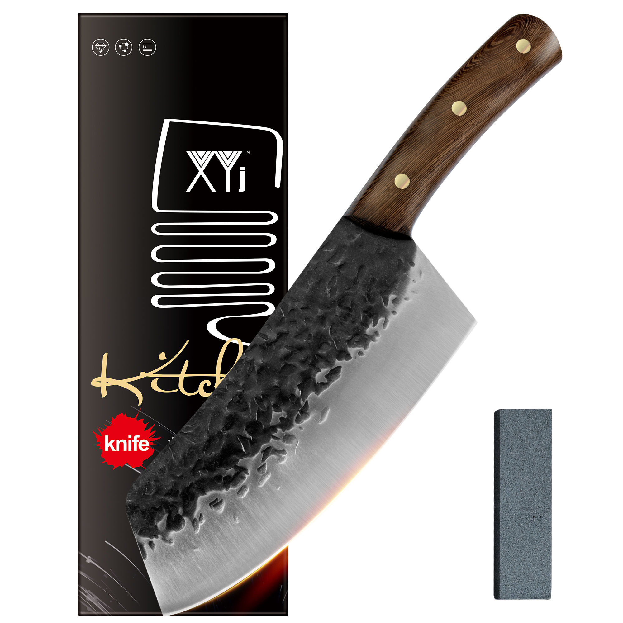 XYJ Full Tang Chef Knife 7 Inch Forged Kitchen Knife Stainless Steel ...