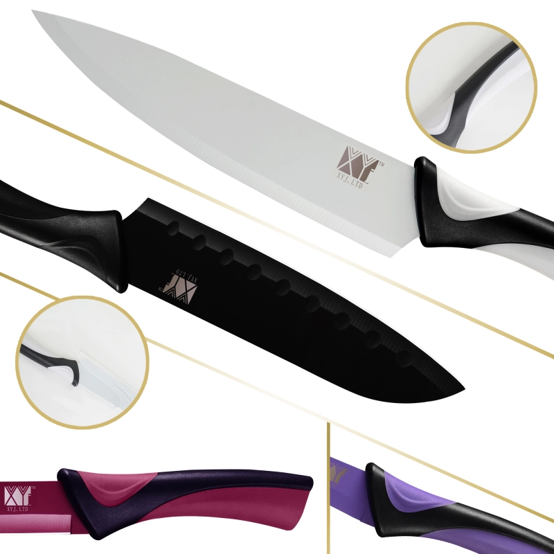 XYJ 6Pcs Knives Set with Carring Roll Bag Stainless Steel Chef Knife ...
