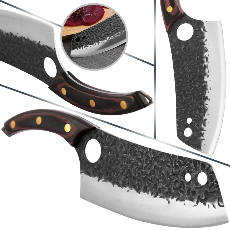 XYJ 7 Inch Full Tang Stainless Steel Meat Cleaver Set With Whetstone