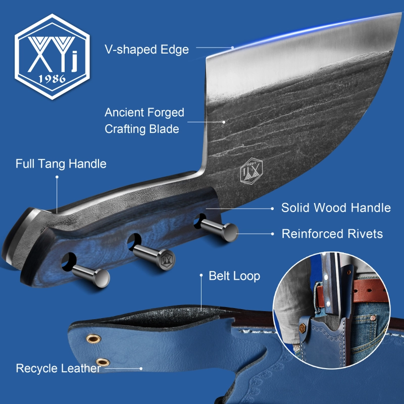 XYJ 6 Inch Ancient Butcher Knives With Sheath Tiny Knife