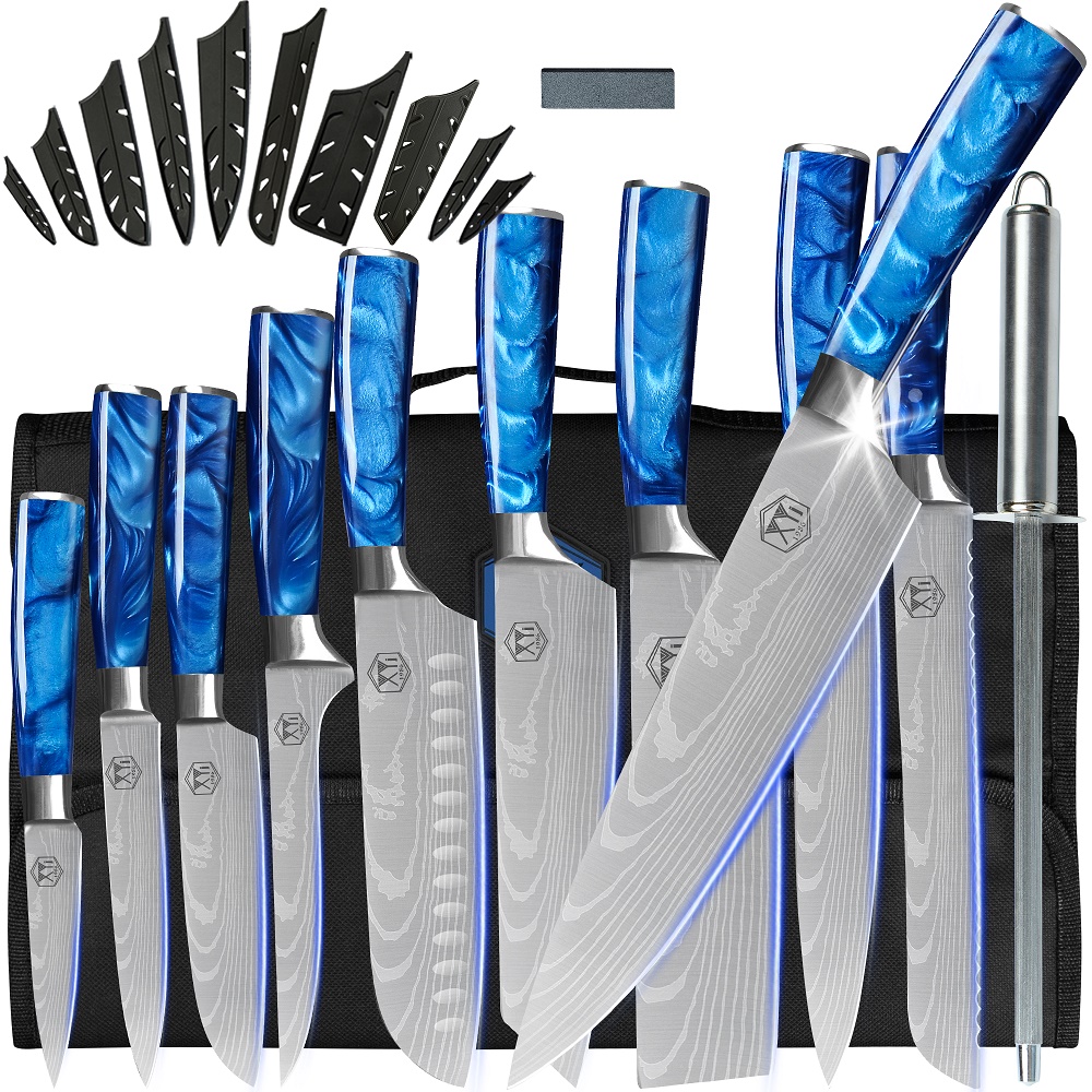 XYJ Kitchen Knife Set With Knife Bag&Sharpener Rod|XYJ Knife