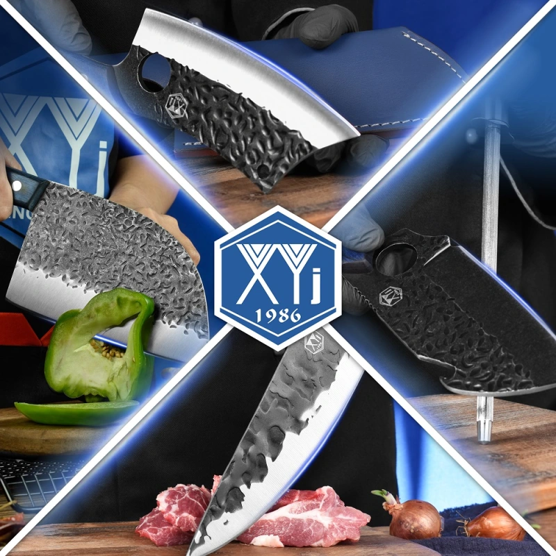 XYJ Portable Chef Knife Set With Rolling Bag Sharpener Stick