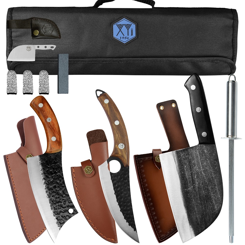 XYJ Full Tang Serbian Chef Knife Set With Carry Sheath|XYJ Knife