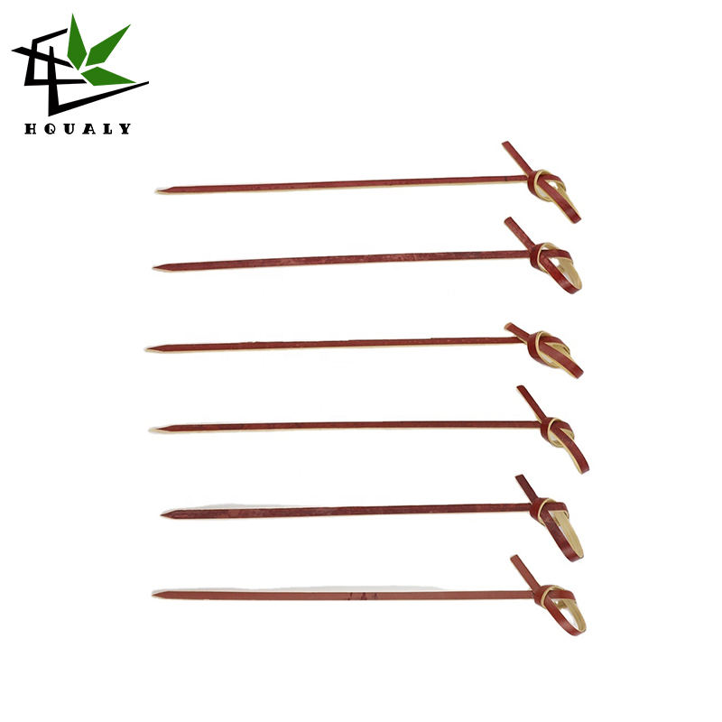 Fancy small knotted bamboo stick cocktail looped skewers