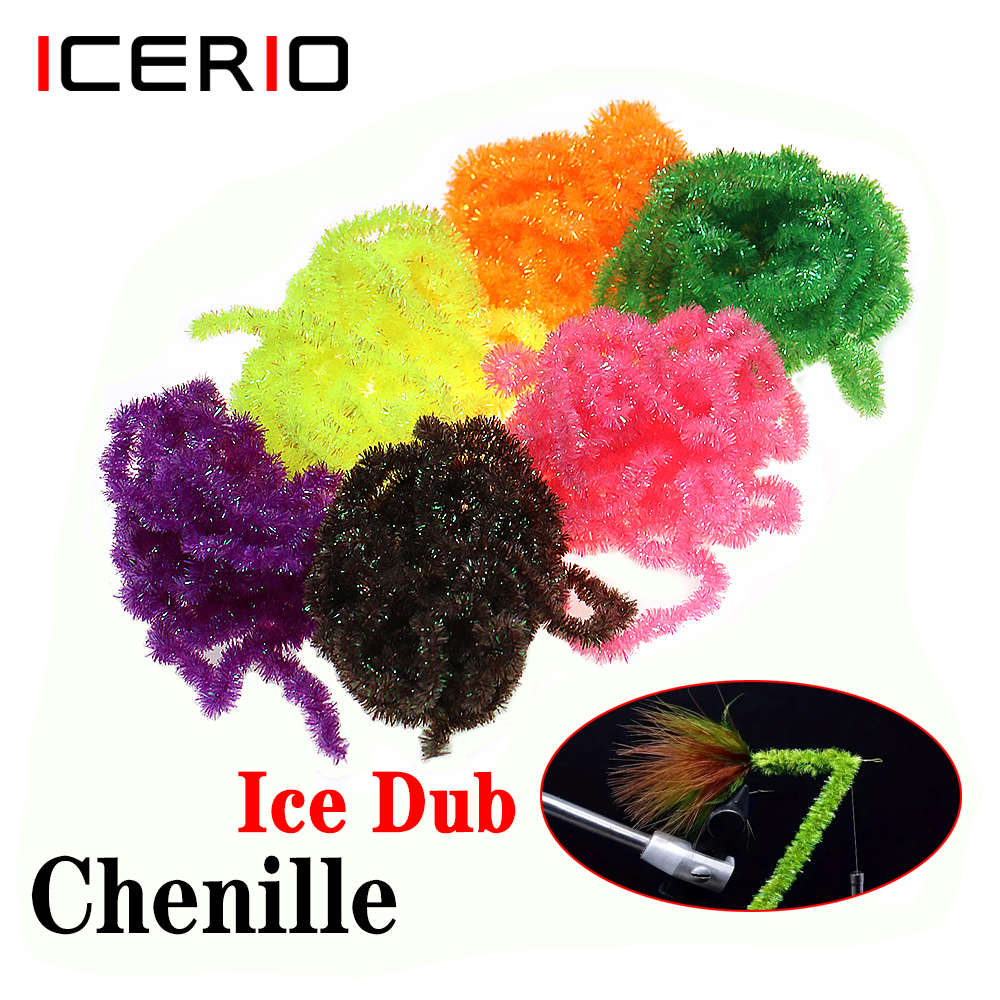 ICERIO 2meters/pack Fly Tying Materials Ice Dub Chenille Sparkly Yarn ...