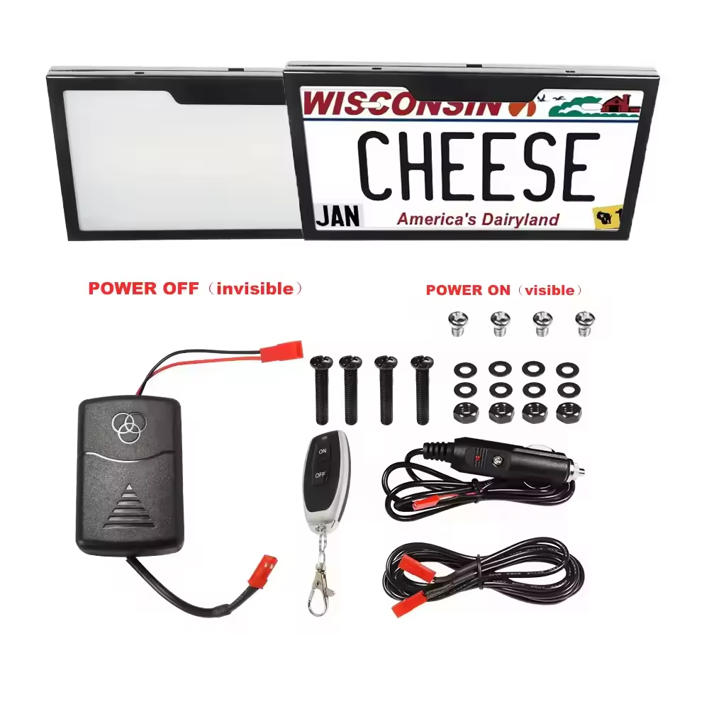 Front Rear USA Smart Film PDLC Fog License Plate with Metal Holder