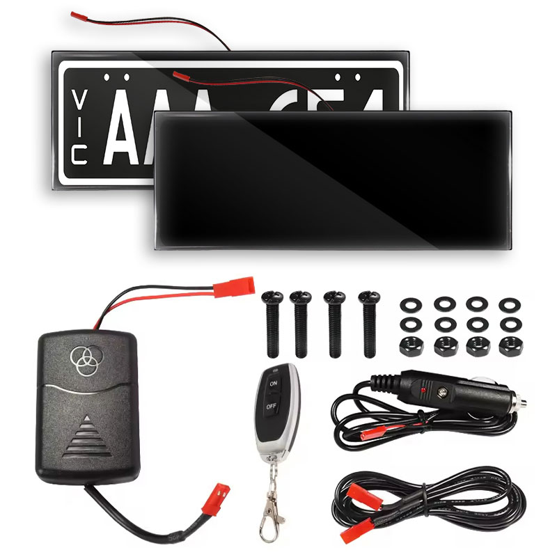 372*134mm Front Rear Number Plate Hider Remote Control Australia
