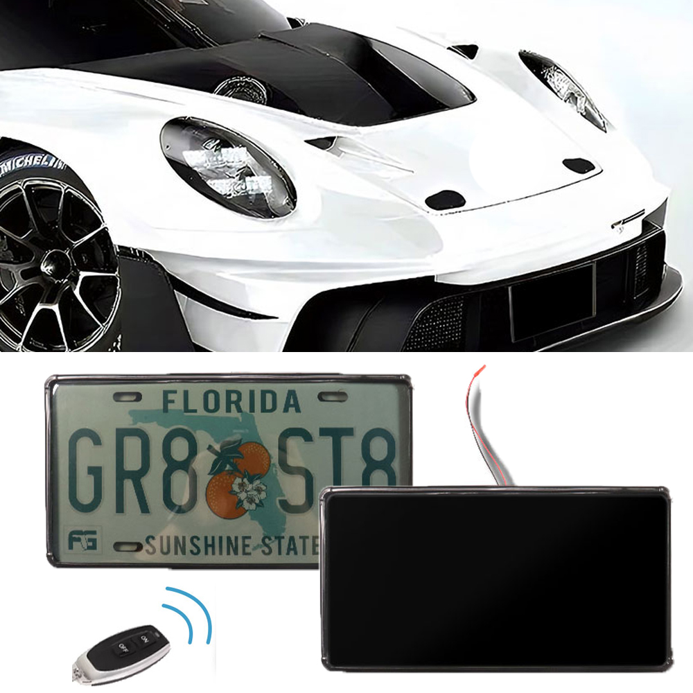 PNLC Inteligent Electric Black License Plate Holder for Auto