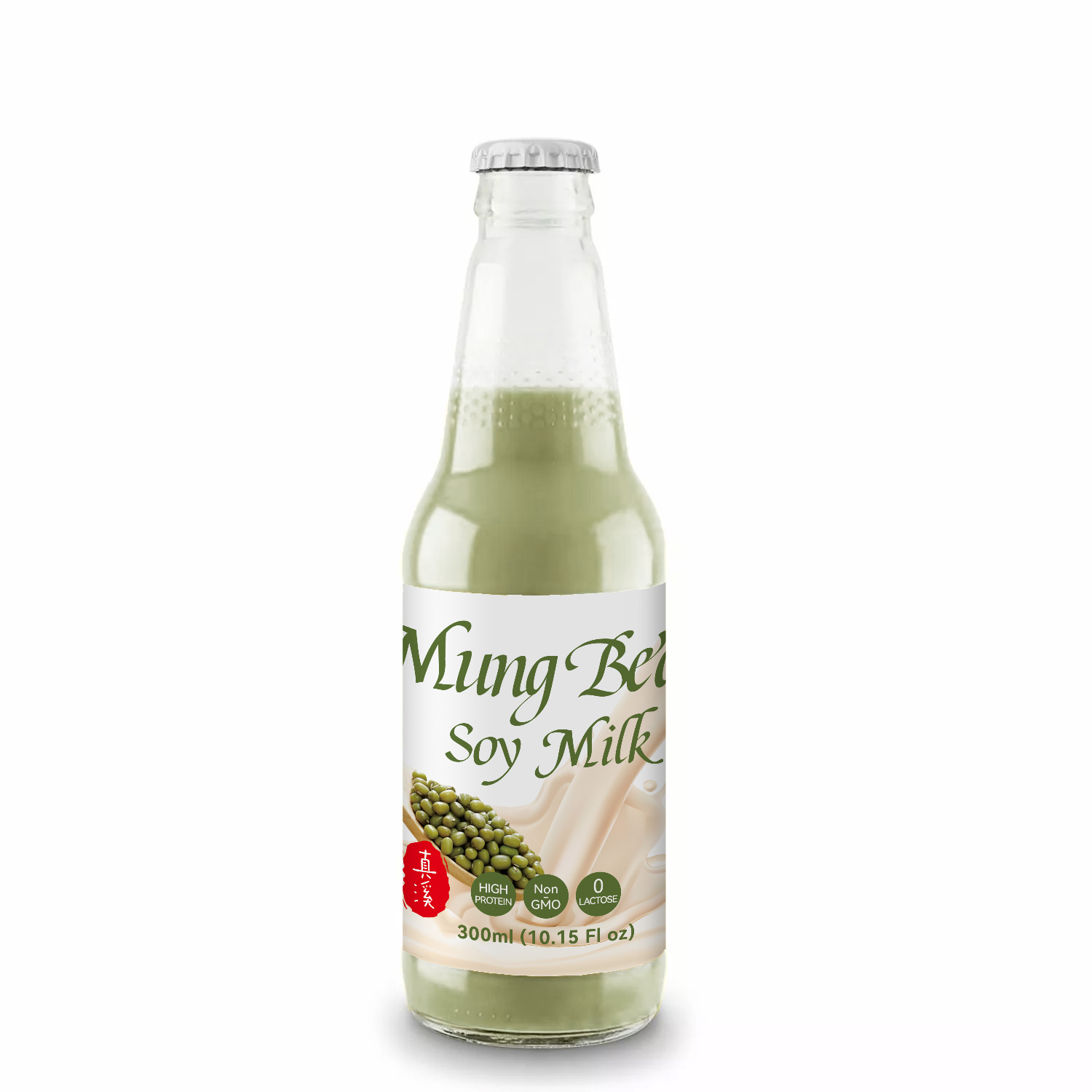 300ML ZhenXi Natural Mung Bean Soy Milk Drink Glass Bottle