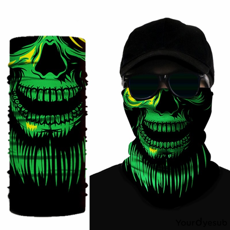 Green beard skull neck gaiters Face Cover Summer for Dust Protection ...