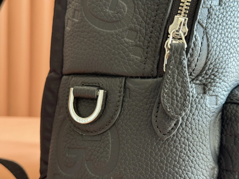 Grain texture double G design zipper bag