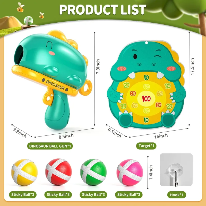Dinosaur Ball Gun Target Ejection Sticky Ball Toy