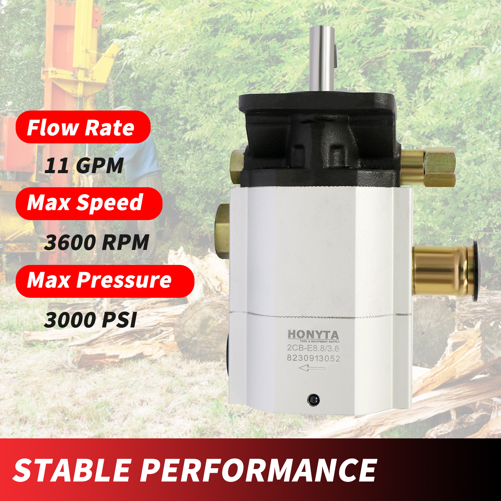 HONYTA 11 GPM Hydraulic Log Splitter Pump - 2-Stage Gear Pump for ...