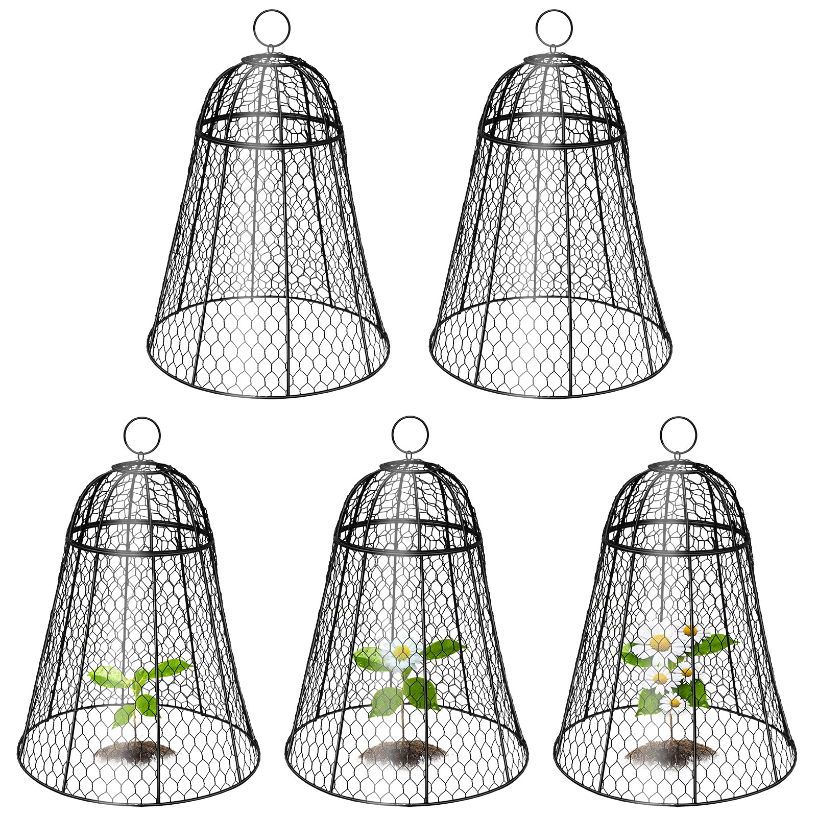 5-Pack Metal Plant Protection Cage with Detachable Top – Rust-Resistant ...