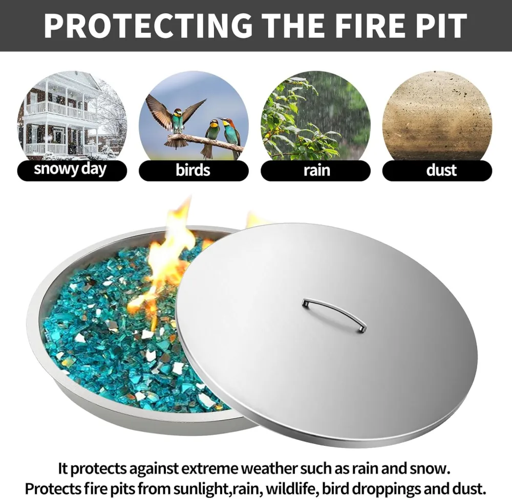 Fire Pit Lid Round, 28'' Fire Pit Lid, 304 Stainless Steel Fire Pit ...