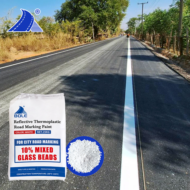 OEM formula road line marking paint 10% mixed glass bead white ...