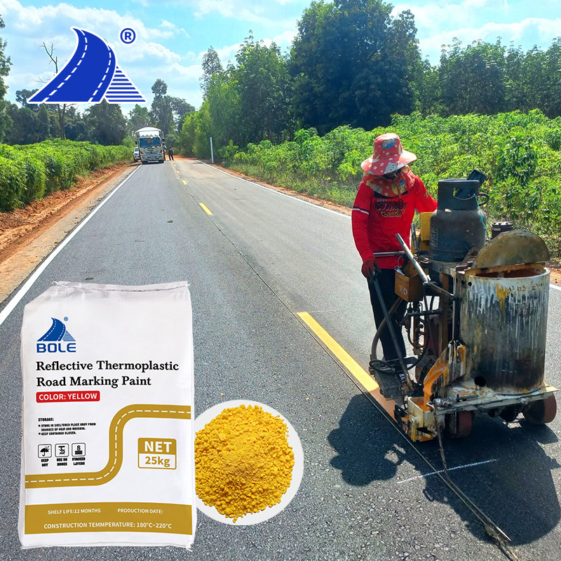 Africa popular reflective road paint 10% mixed glass bead thermoplastic ...