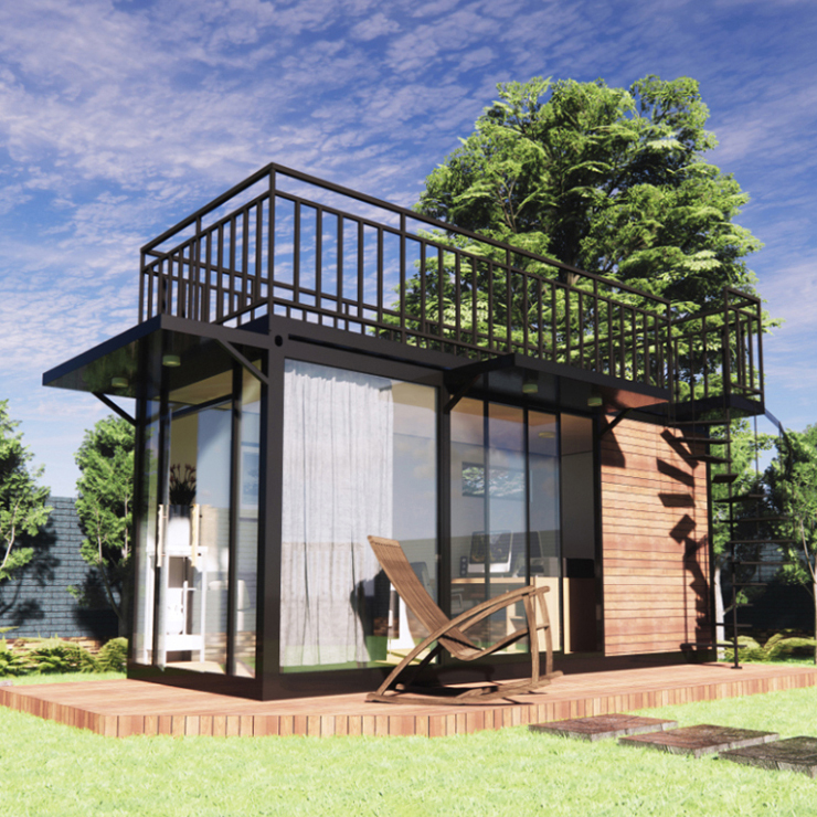 Flat Pack Container House With Glass Wall