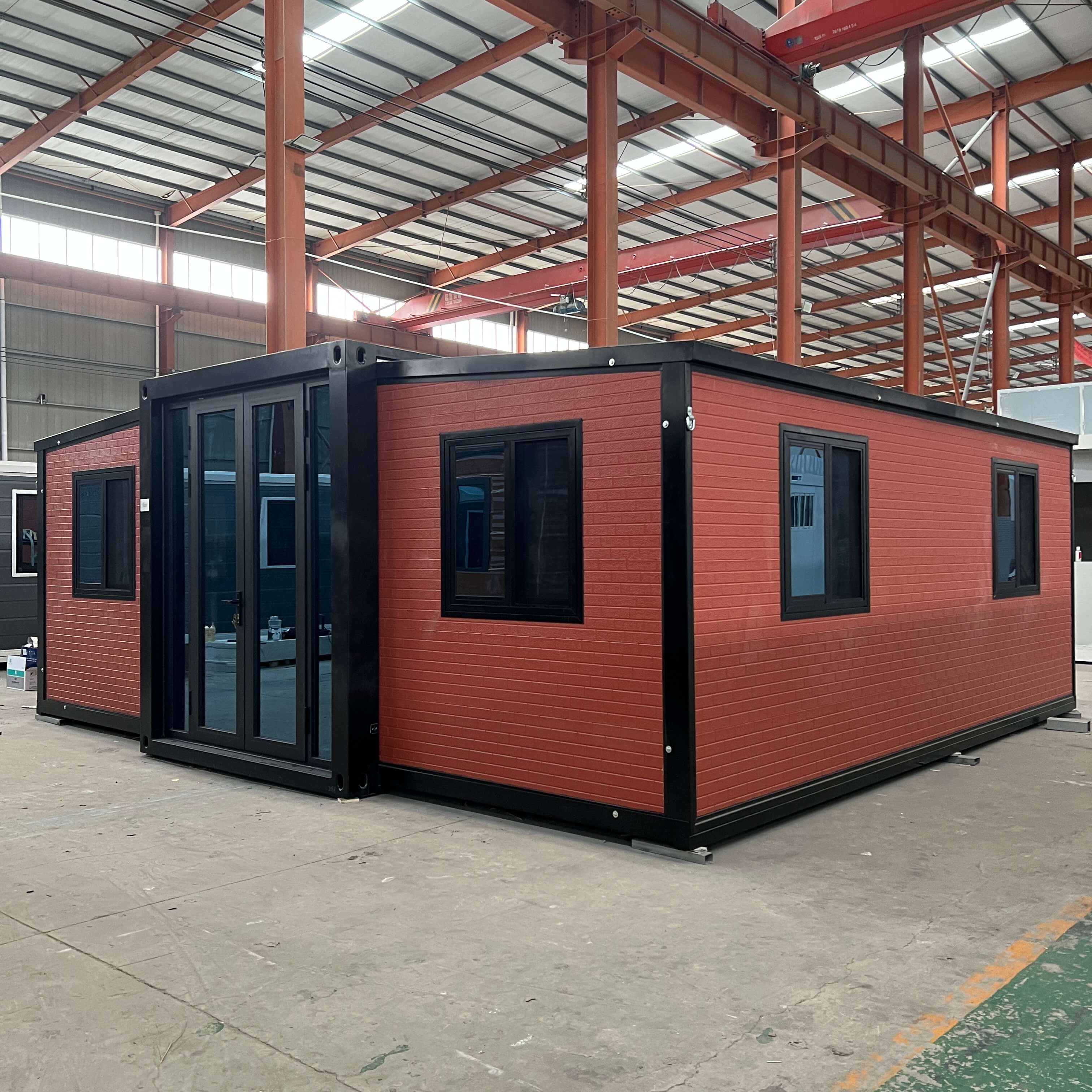 20ft Expandable House Red Wall Panel Black Frame