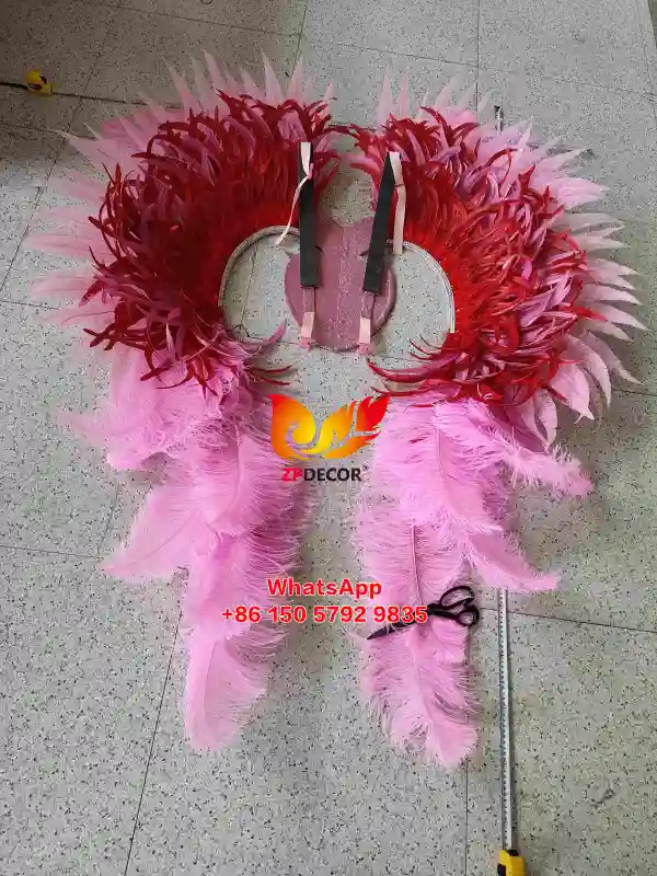 Zpdecor Real Made Dyed Ostrich Feathers Carnival Costumes BackPack Outfits