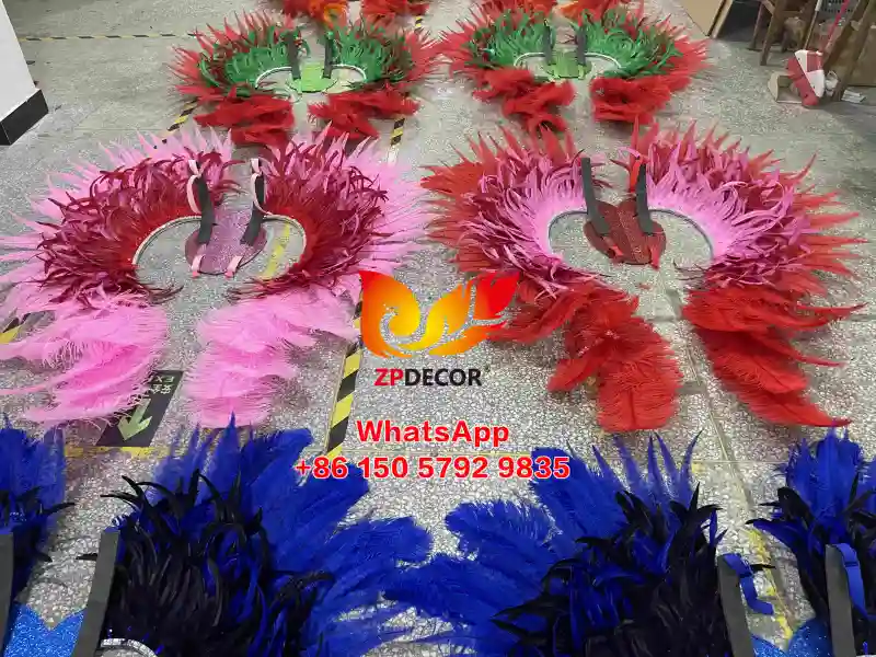 Zpdecor Real Made Dyed Ostrich Feathers Carnival Costumes BackPack Outfits