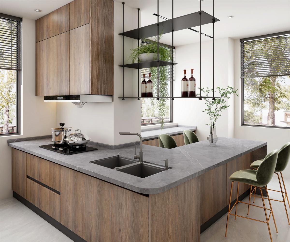 Gray sintered stone slab - a unique artistic touch