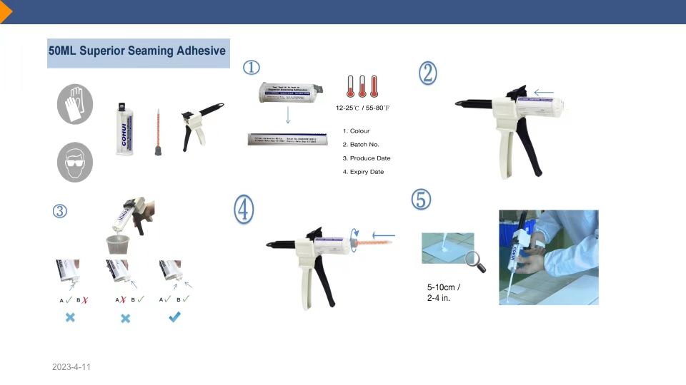 Countertop 45° splicing adhesive