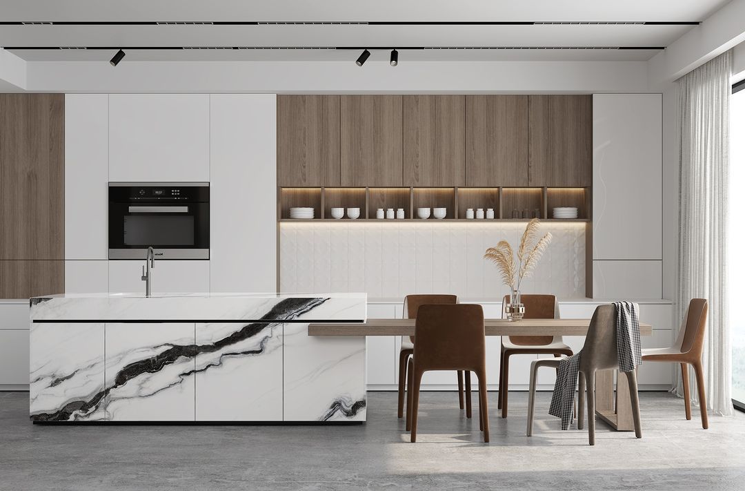 Panda White Porcelain slabs large format tiles kitchen countertops ...