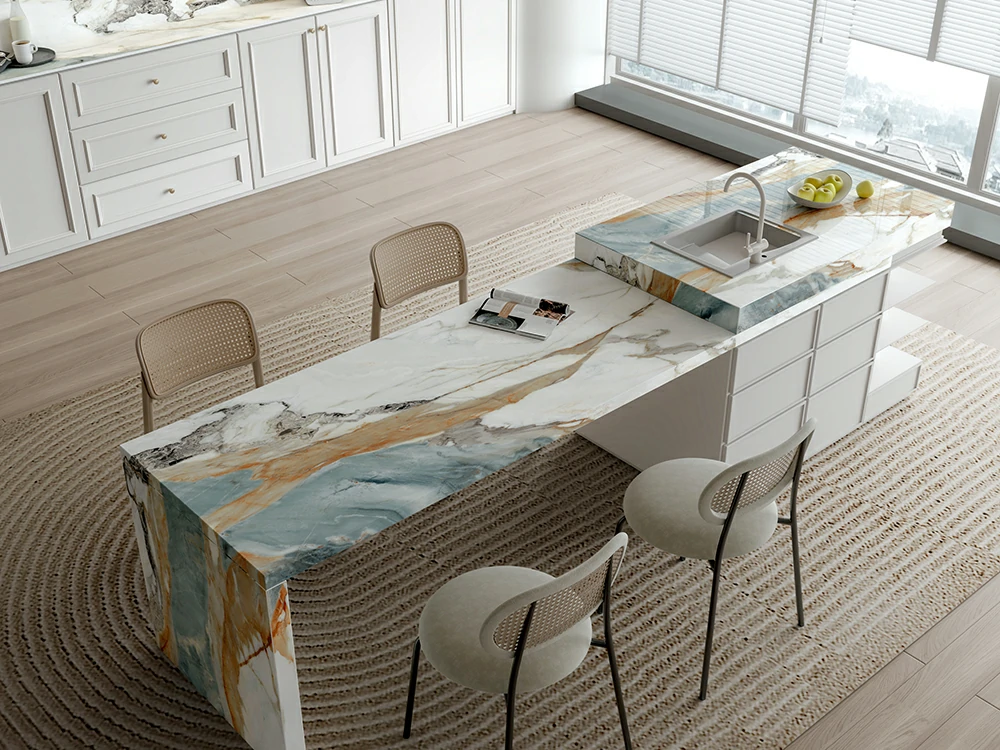 Luxury artificial marble polished surface sintered stone dining table ...