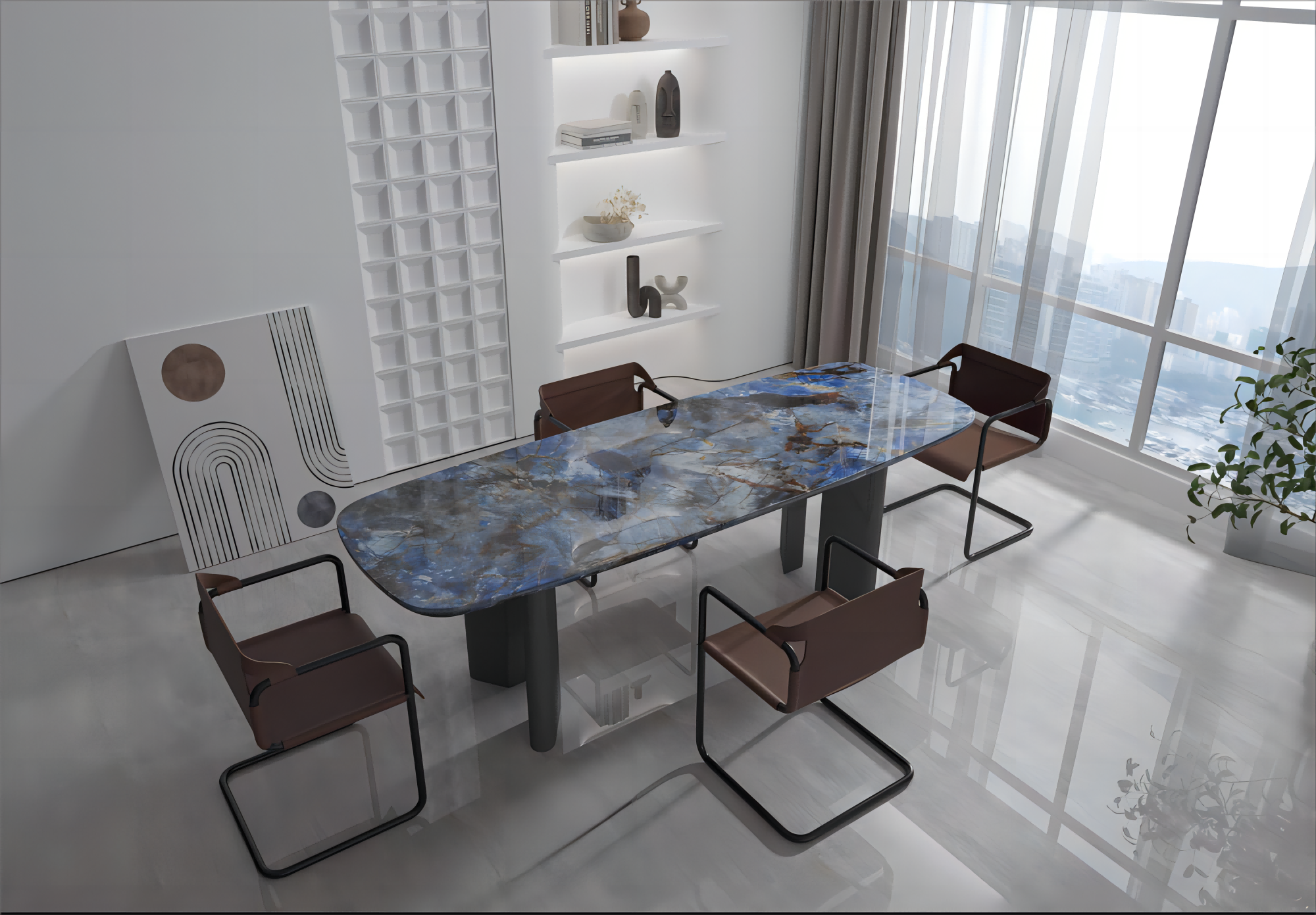 china Large format Porcelain slab countertop dining table
