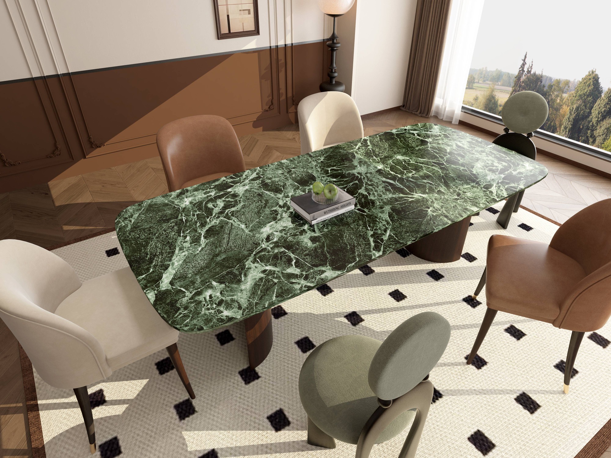 Full body Ceramic slab porcelain countertops dining table